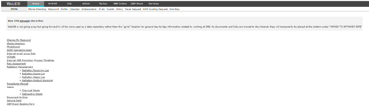 Using WebDB - Biological Resources - University of Queensland